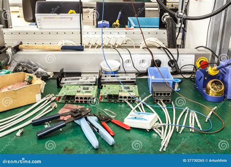 Electronics Equipment Assembly Workplace Stock Image Image Of