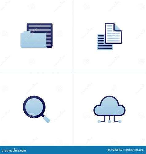Icon Vector Of File And Document Storage Folder Two Stacked Documents Magnifying Glass