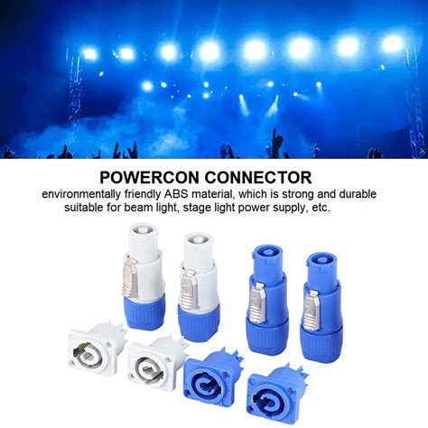 Powercon Connector 3 Pin Blue Socket Female Panel Mount Led Power Stage