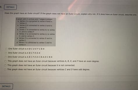 Solved 3 Details Does The Graph Have An Euler Circult If