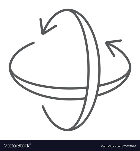 Rotation Axis Thin Line Icon Pivot And View Vector Image