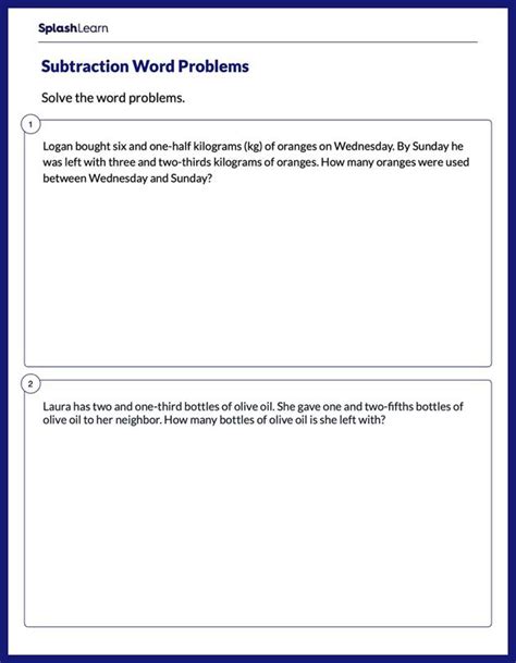 free printable subtract mixed numbers worksheets splashlearn