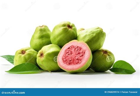 A Bunch Of Guava Isolated On White Background Generative Ai Stock