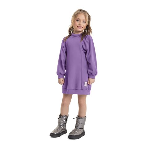 Quimby Vestido Em Moletom Infantil Roxo Vestis