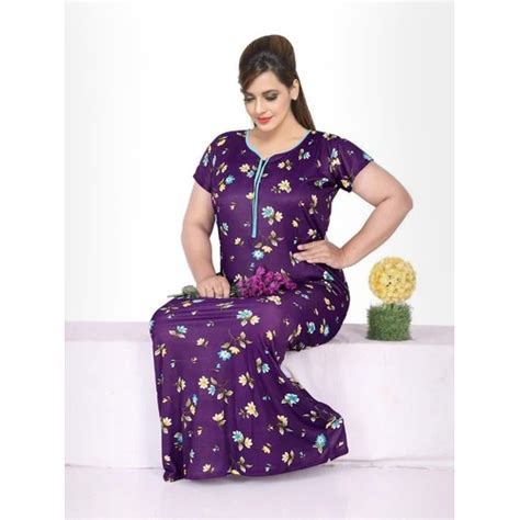 Ladies Fancy Nighty Cotton Printed Fabric Short Sleeves For All
