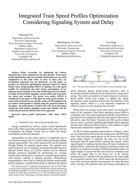 Pdf Integrated Train Speed Profiles Optimization Considering Signaling System And Delay