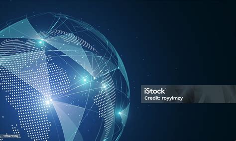 글로벌 네트워크 연결 글로벌 비즈니스의 세계지도 지점 및 라인 구성 개념 벡터 일러스트레이션 3차원 형태에 대한 스톡 벡터 아트 및 기타 이미지 Istock