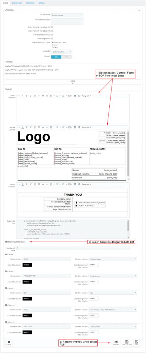 Prestashop Invoice Delivery Slips Credit Slips Template Builder Module
