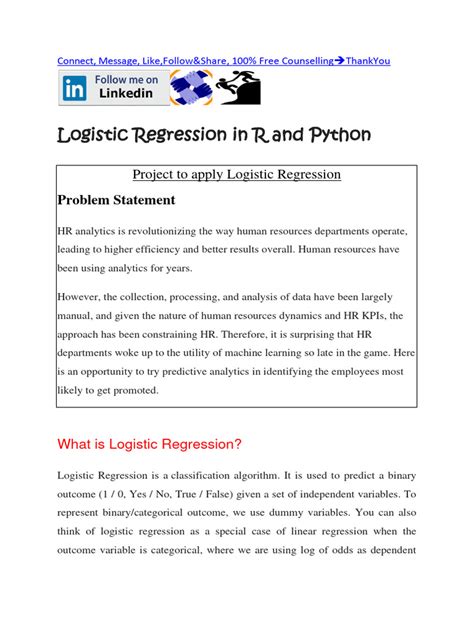 logistic regression in r and python pdf logistic regression