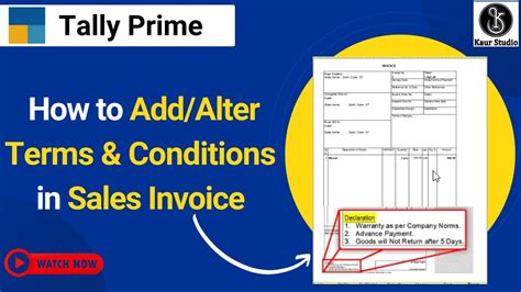 Set Terms & Conditions on Sales Invoice in Tally Prime | Set ...