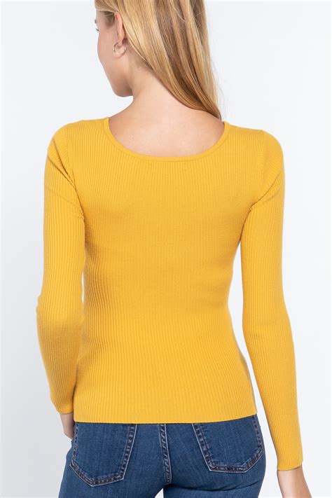 Long Slv V Neck Knotted Sweater Persix