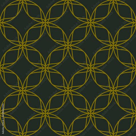 Simple Interlocking Circles Outline Repeat Pattern In Gold Color With A