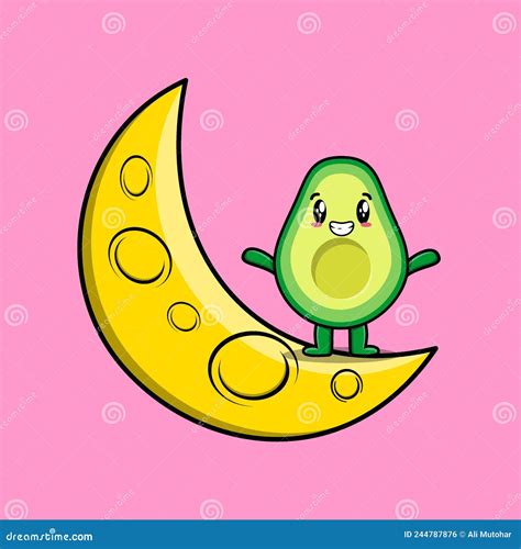 Cute Cartoon Avocado Character In Flat Design Stock Vector