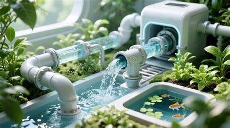 Ultra Realistic Macro Close Up Of Water Recycling System With