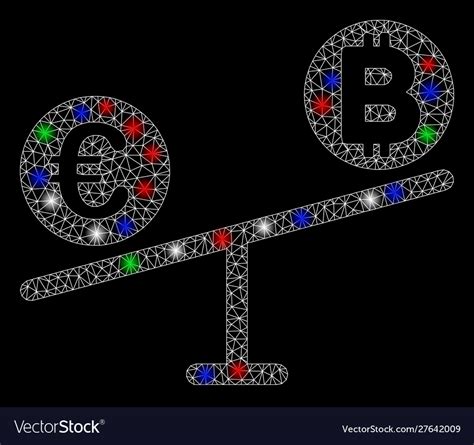 Bright Mesh D Bitcoin Euro Market Swings Vector Image