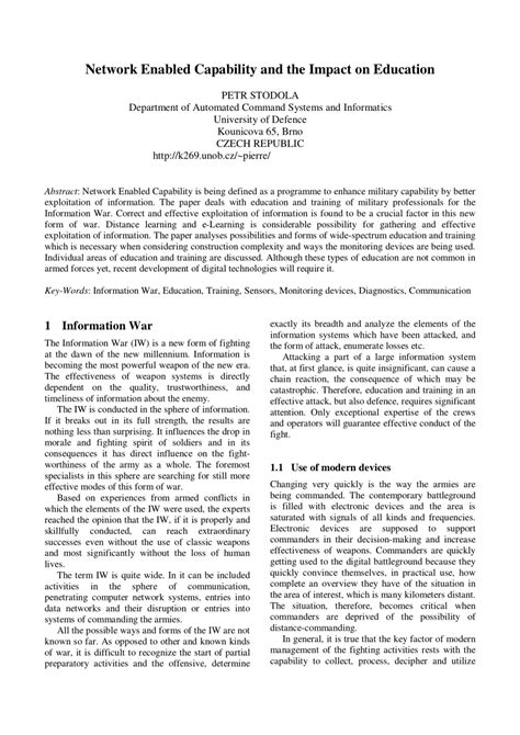 Pdf Network Enabled Capability And The Impact On Education