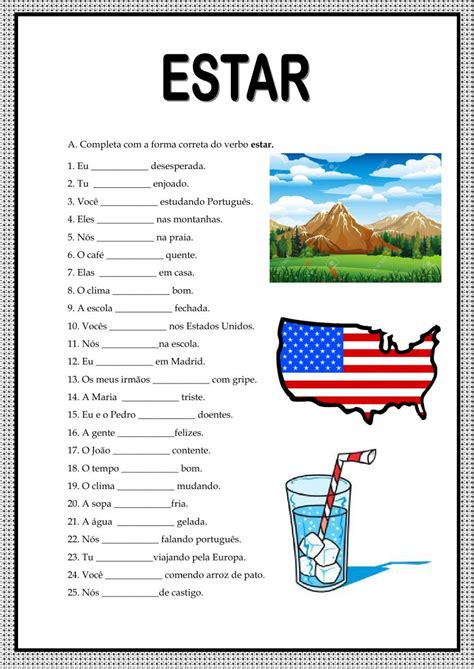 Verbo Estar Presente Do Indicativo Worksheet