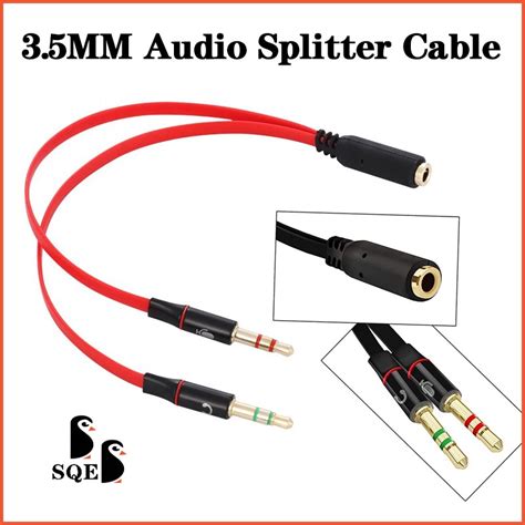 Audio Aux 2 In 1 Splitter Headphone And Mic Splitter 3 5mm Female To 2 Male Y Splitter Aux Audio