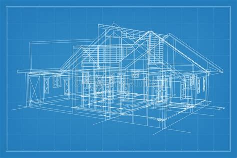 3d Render Of Building Wireframe Structure Perspective Wireframe Of