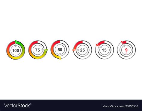 Set Of Color Indicators Percentage Charts Vector Image