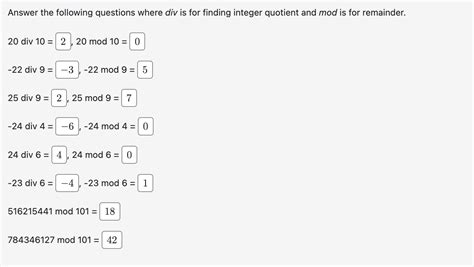 Solved Answer The Following Questions Where Div Is For Chegg Com