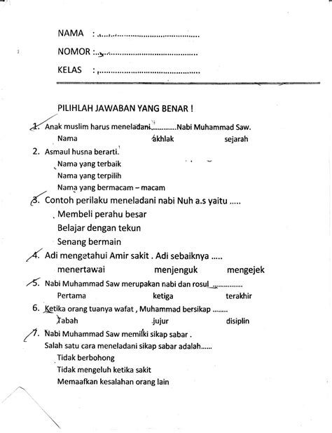 Soal Pai Kelas Sd Kurikulum Semester