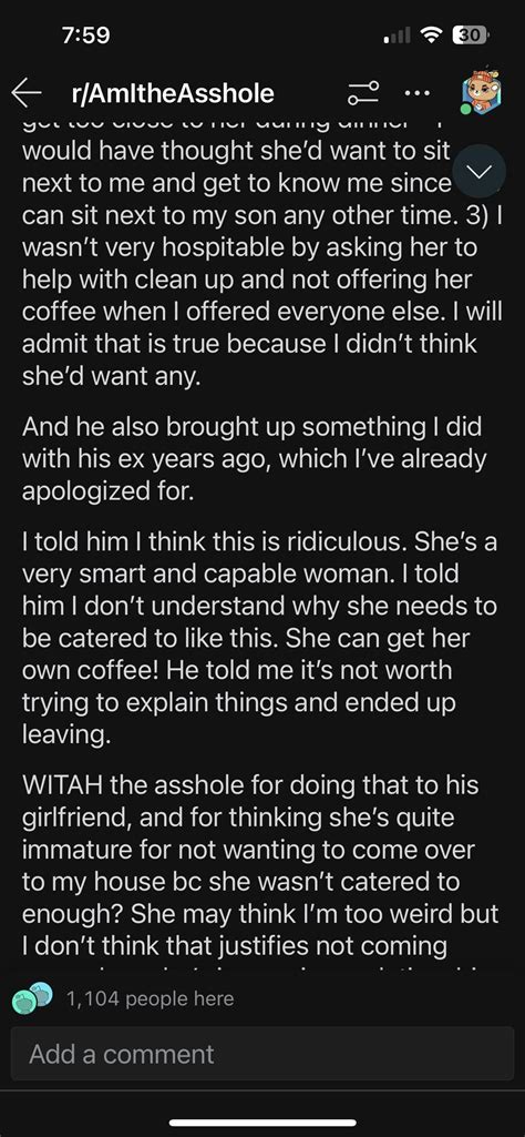 Aita For Not Catering To My Sons Girlfriend Enough Not Op Rtwohottakes