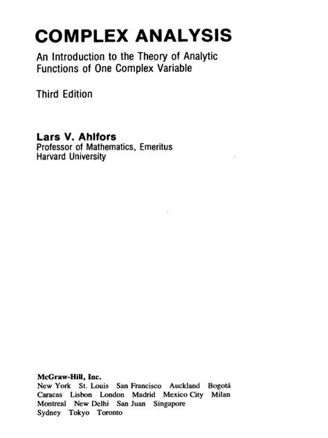 Ahlfors Complex Analysis 3e Pdf