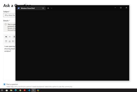 why does the windows terminal window show black blank window