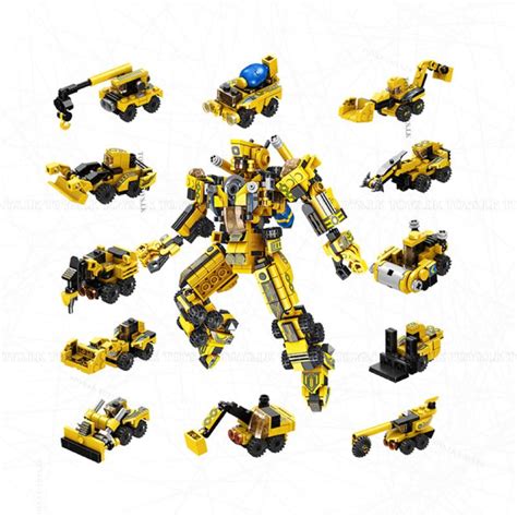 Toy00618 12 Vehicle Into Robot Assembly Building Block 12 In 1 Lego