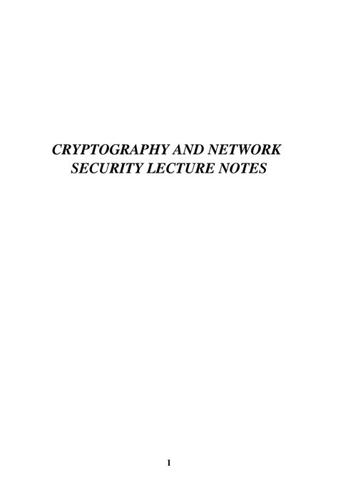 SOLUTION Cryptography And Network Security Handwritten Notes Studypool