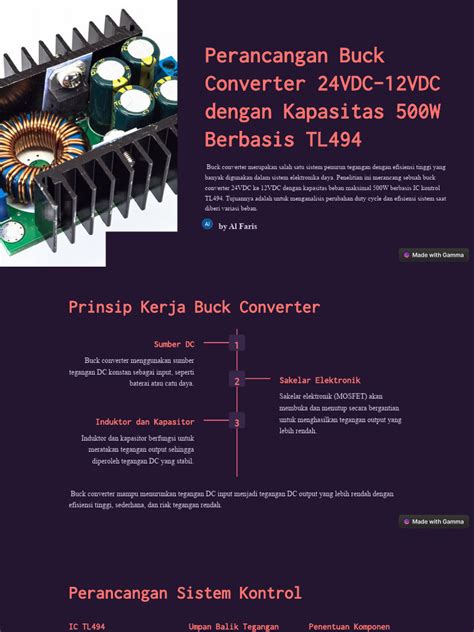 Perancangan Buck Converter 24vdc 12vdc Dengan Kapasitas 500w Berbasis Tl494 Pdf