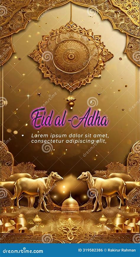 Elegant Eid Al Adha Bakrid Festival Golden Poster Template Stock