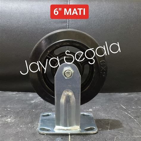 Roda Troli Karet Hitam 6 Inch Heavy Duty Mati Hidup Rem Caster Kastor Lazada Indonesia