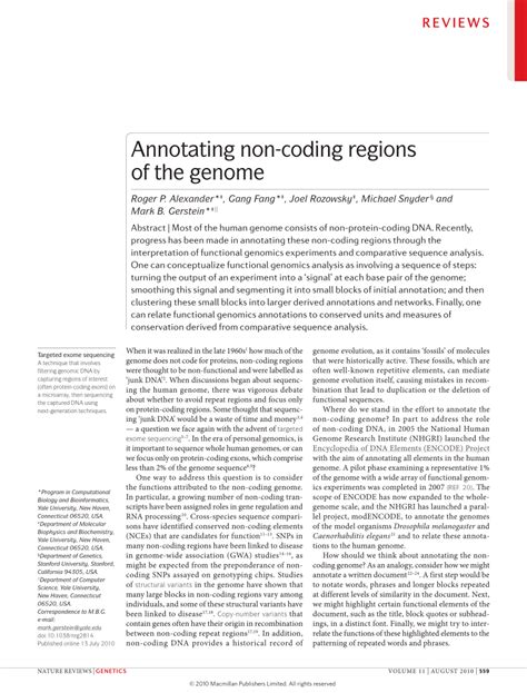 Pdf Annotating Non Coding Regions Of The Genome