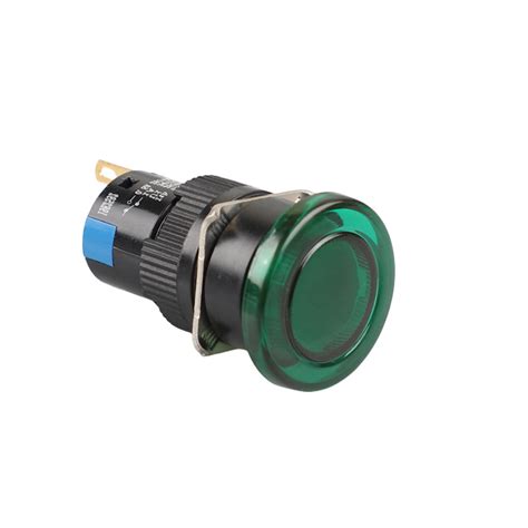 16mm Mushroom Head With Green Color Momentary Push Button Switch 24V IP65 Momentary Push