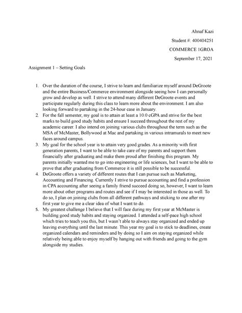 Assignment 1 Tutorial Student Experience Paper 1gr0 Mcmaster