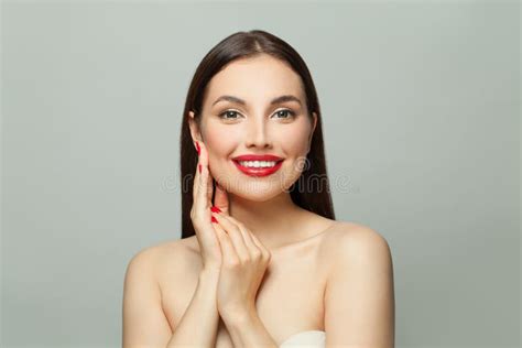 Perfect Brunette Woman With Clear Skin On White Skincare And Facial