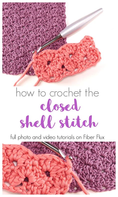 Crochet Closed Shell Stitch Photo Video Tutorial