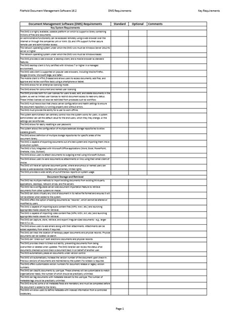Rfp Checklist For Document Management System Pdf Image Scanner Optical Character Recognition