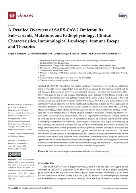 Pdf A Detailed Overview Of Sars Cov 2 Omicron Its Sub Variants Mutations And Pathophysiology