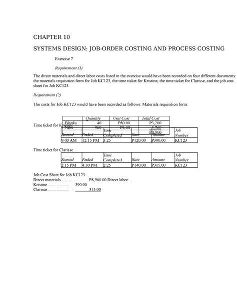 Chapter 10 Systems Design Job Order Costing And Process Costing Part