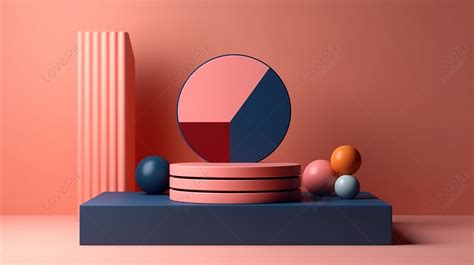 카니발에서 영감을 받은 생동감 넘치는 기하학적 모양을 배경으로 한 화장품 제품 디스플레이 스탠드 3d 렌더링 화장 배경 카니발 배경 스탠 배경 이미지 Hd 화장