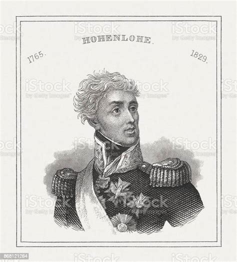 1843 년에 Hohenlohe발 덴 부르 크bartenstein 독일 육군 원수의 루이 차림을 출판 18세기에 대한 스톡 벡터