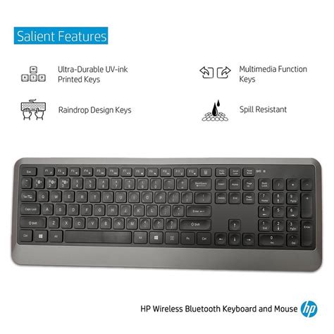 Hp F C Pa Wireless Bluetooth Full Size Keyboard And Optical Mouse Combo With Spill Resistant