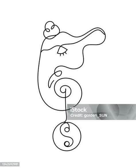ガネーシャ卿のシルエットと白い背景に線を描く陰と陽のサイン いたずら書きのベクターアート素材や画像を多数ご用意 いたずら書き
