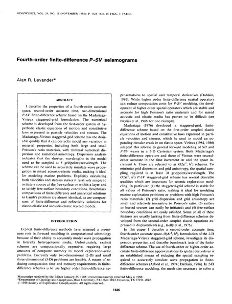 Pdf Fourth Order Finite Difference P S