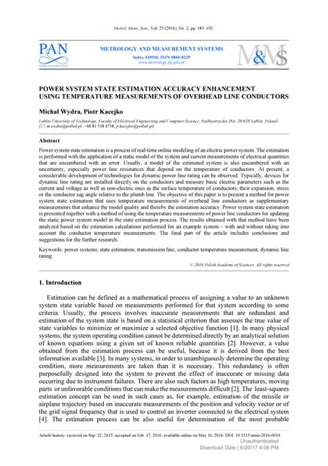 Pdf Power System State Estimation Accuracy Enhancement Using