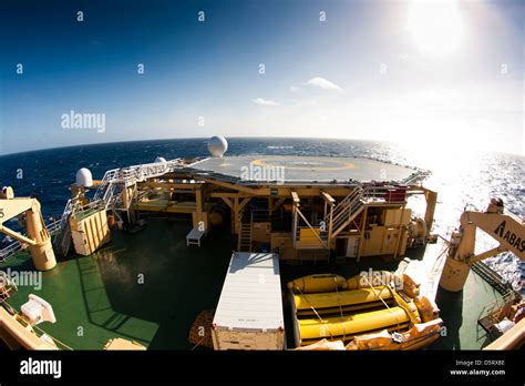 View Inside Seismic Vessel Ramform Sovereign Hellideck Helicopter