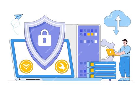 Premium Vector Flat Data Center Security With People Characters